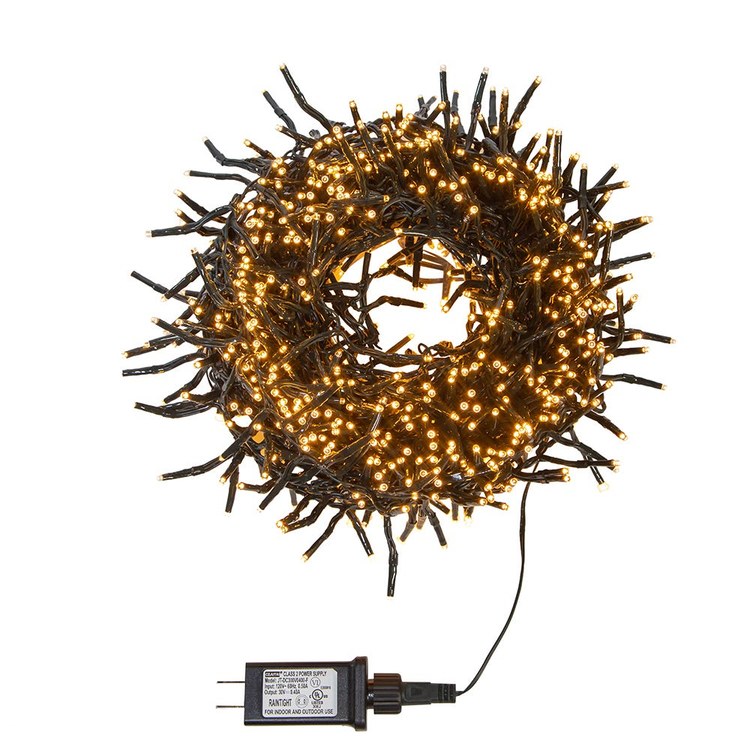 33-Foot 1000-Light Cluster Light Set with Classic White 3MM LED Bulbs ...