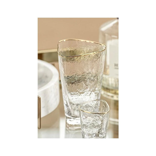 Kampari Triangular Highball Glasses with Gold Rim Set of 4 | Riverbend Home