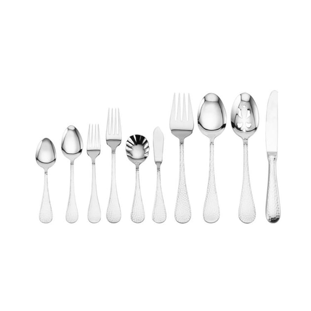 Continental Bead Hammered 65-Piece Stainless Steel Flatware Set, Servi ...