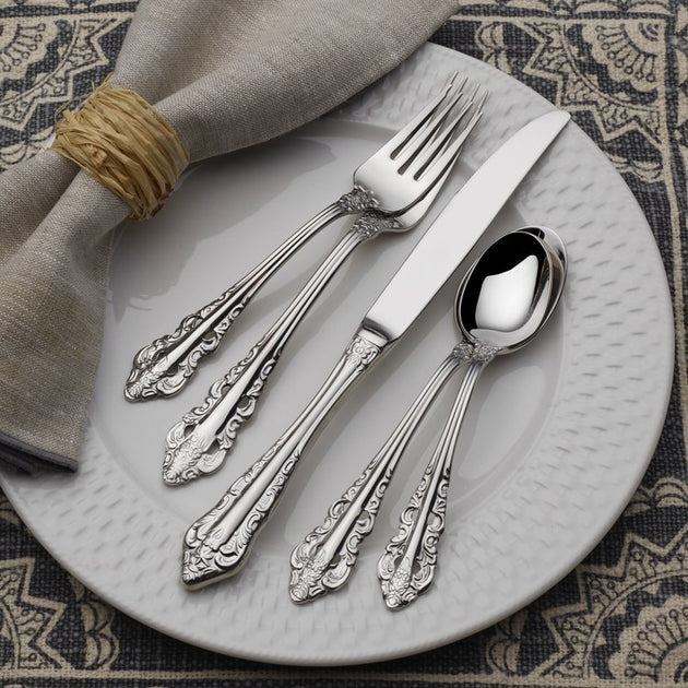 Antique Baroque 65-Piece Stainless Steel Flatware Set, Service for 12 ...
