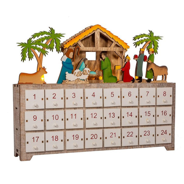 10.4" Battery-Operated Light-Up LED Nativity Advent Calendar ...