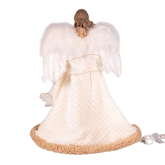 16" Pre-Lit 10-Light Rustic Natural Angel Tree Topper | Riverbend Home