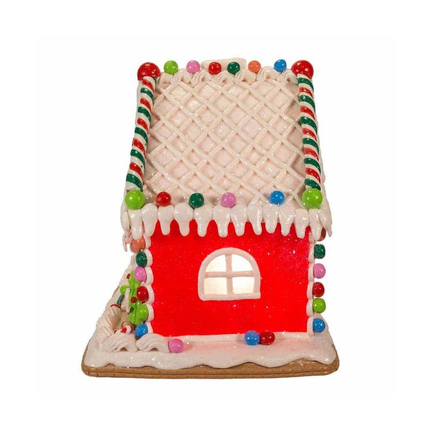 9" Red Gingerbread House with C7 Bulb | Riverbend Home