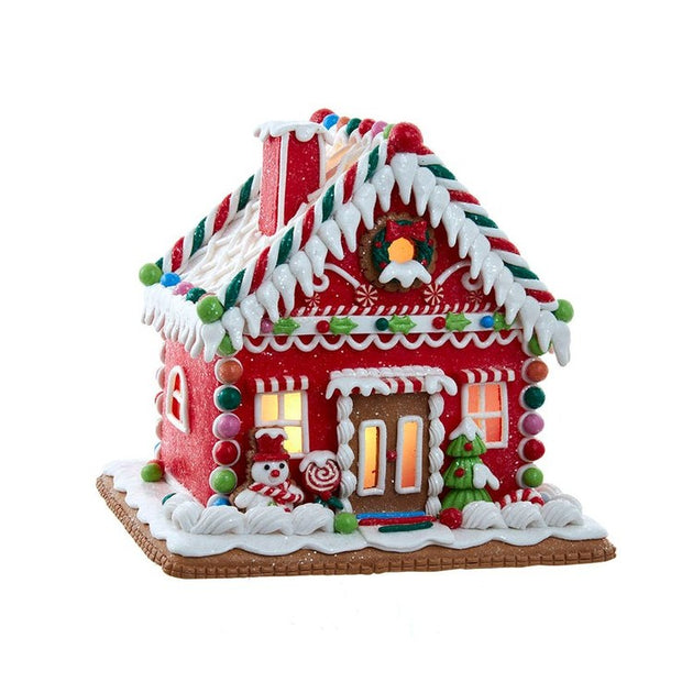 9" Red Gingerbread House with C7 Bulb | Riverbend Home
