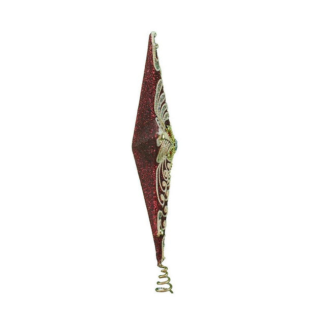 16" 8-Point Red and Platinum Star Tree Topper | Riverbend Home