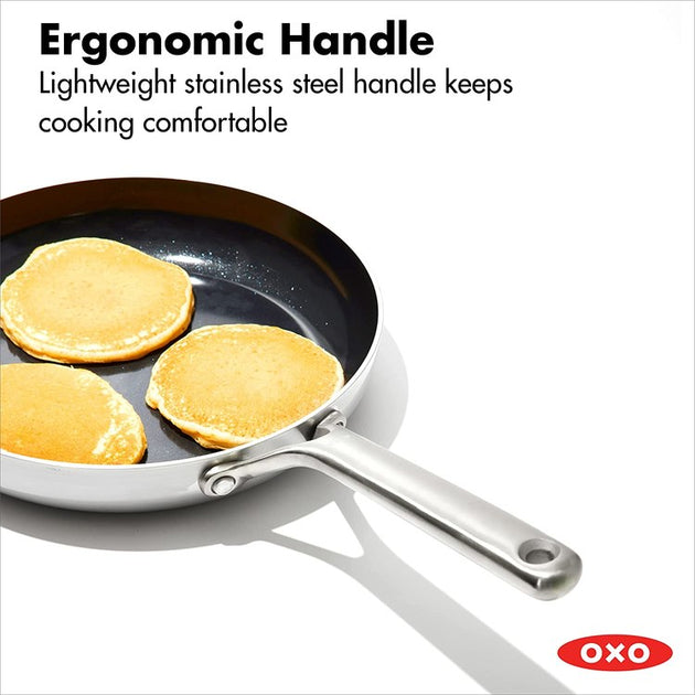 Mira Series Tri-Ply Stainless Steel 8" Open Fry Pan with Ceramic Inter ...