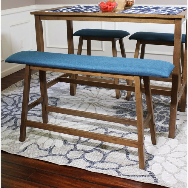 Wooden Counter-Height Indoor Dining Bench - Weathered Oak Finish with ...