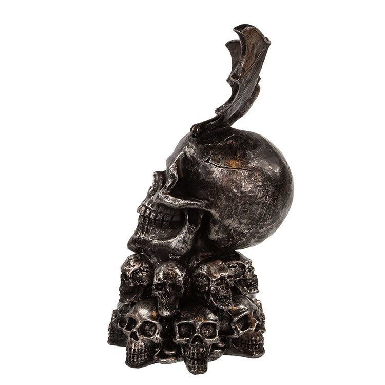 11.5" Battery-Operated Bat On Skull Tabletop Decoration | Riverbend Home