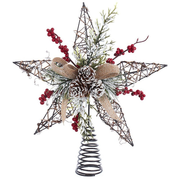 12" Grapevine Decorated Star Tree Topper | Riverbend Home