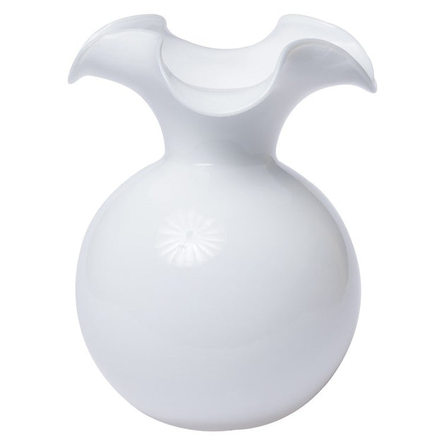 Hibiscus Glass White Large Fluted Vase | Riverbend Home