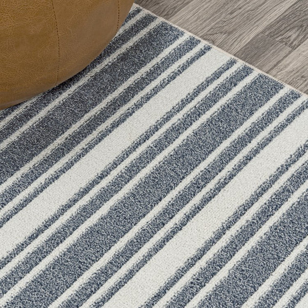 Fawning Two-Tone Striped Classic Low-Pile Machine-Washable 3' x 5' Are ...