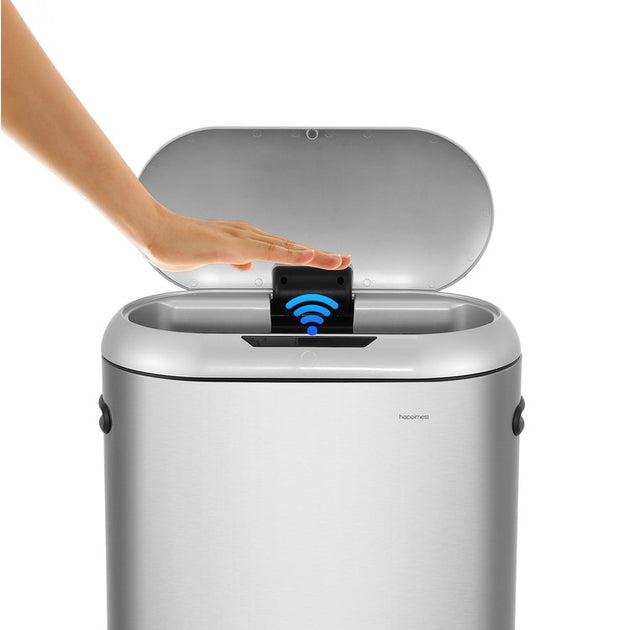 Robo 13.2-Gallon Slim Oval Motion Sensor Touchless Kitchen Trash Can w ...