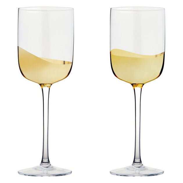 Wave Wine Glasses Set of 2 - Gold | Riverbend Home
