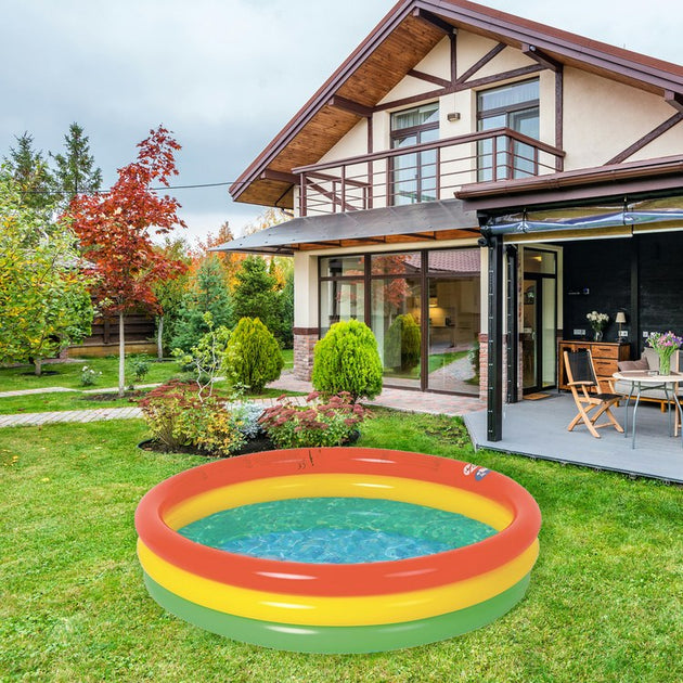 59" Red Yellow and Green Inflatable Round Kiddie Swimming Pool ...