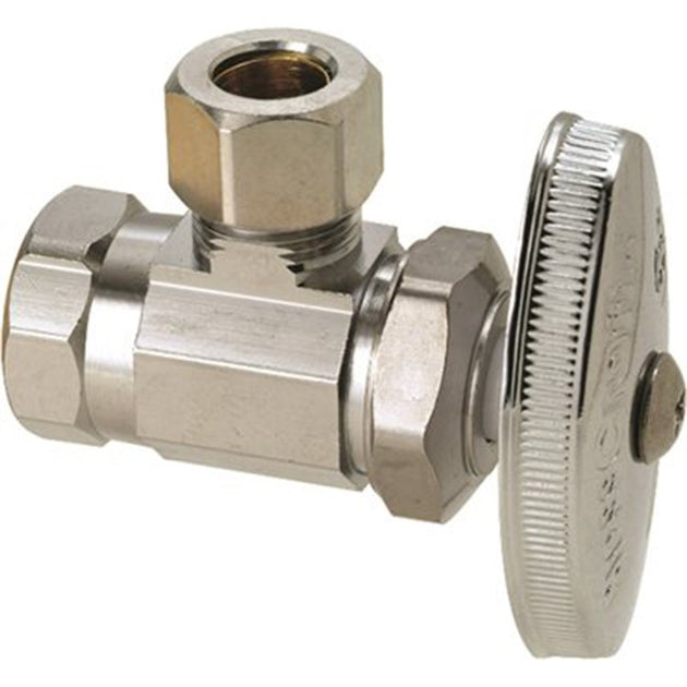 Angle Stop Valve 3/8 Inch Lead Free Brass Chrome Plated Multi Turn Fem ...