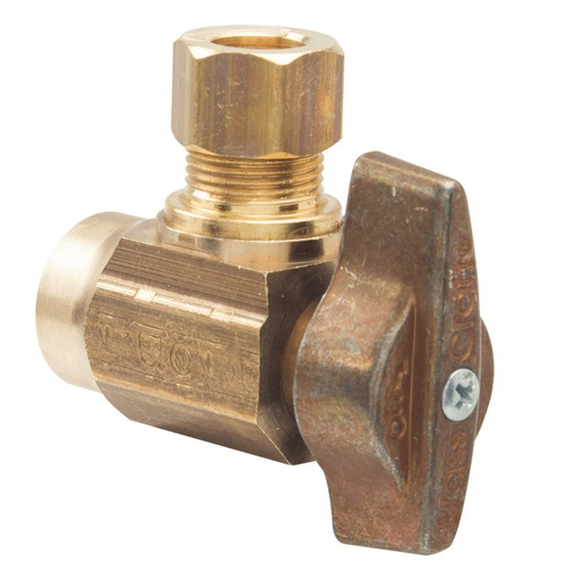 Angle Stop Valve 1/2 x 3/8 Inch Lead Free Brass Rough Brass Quarter Tu ...