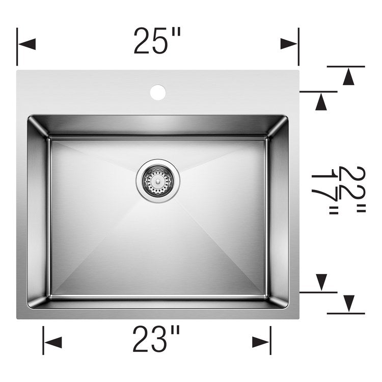 Quatrus R15 25" Single Bowl Stainless Steel Dual Mount Laundry Sink wi ...