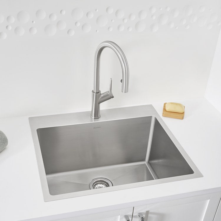 Quatrus R15 25" Single Bowl Stainless Steel Dual Mount Laundry Sink wi ...