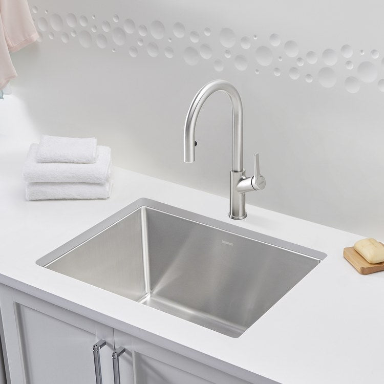 Quatrus R15 25" Single Bowl Stainless Steel Dual Mount Laundry Sink wi ...