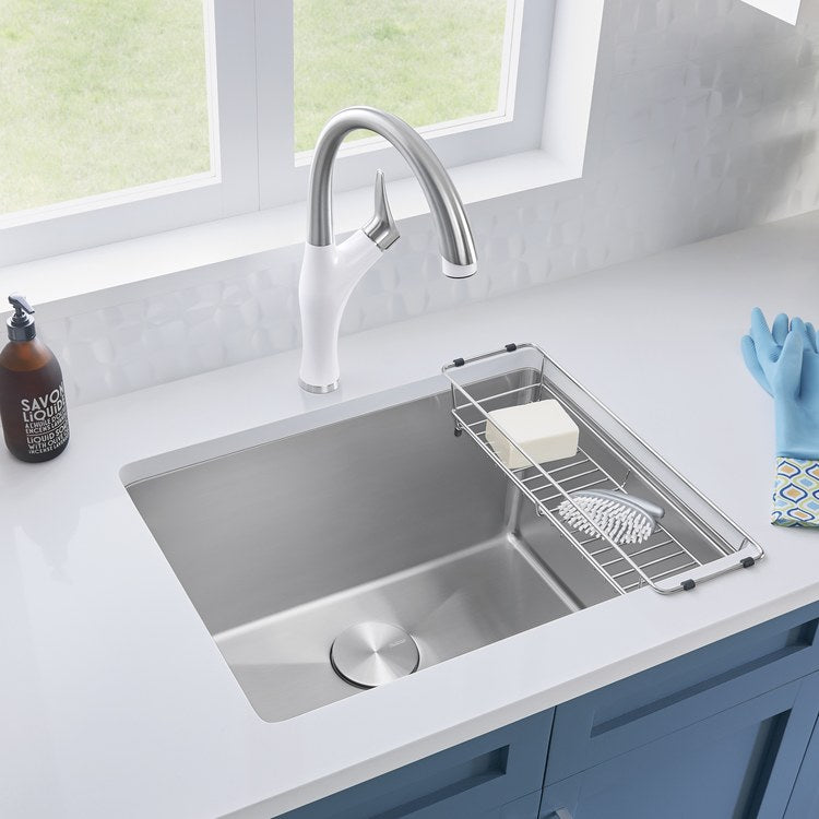 Quatrus R15 25" Single Bowl Stainless Steel Dual Mount Laundry Sink wi ...