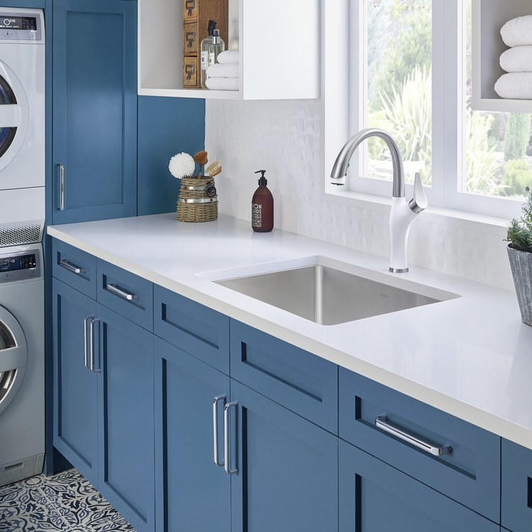 Quatrus R15 25" Single Bowl Stainless Steel Dual Mount Laundry Sink wi ...