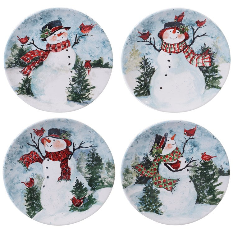 Certified International 41820SET4 - Watercolor Snowman Plate Set ...