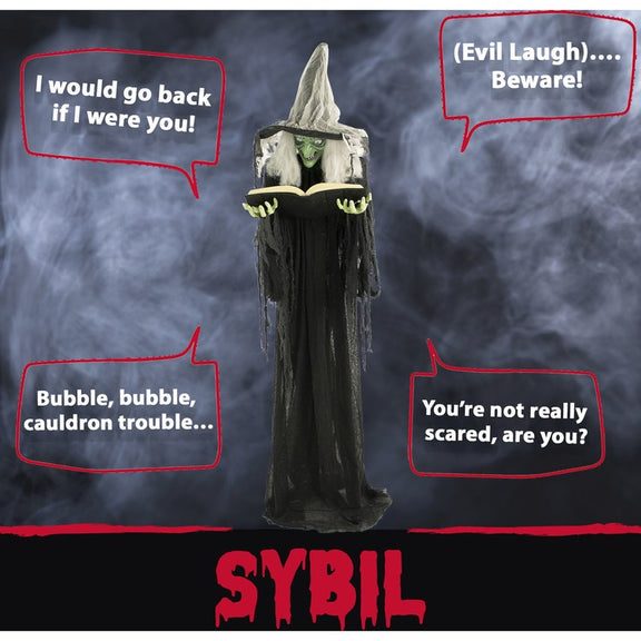 Sybil the Witch Life-Size Animatronic Talking Indoor/Outdoor Halloween ...