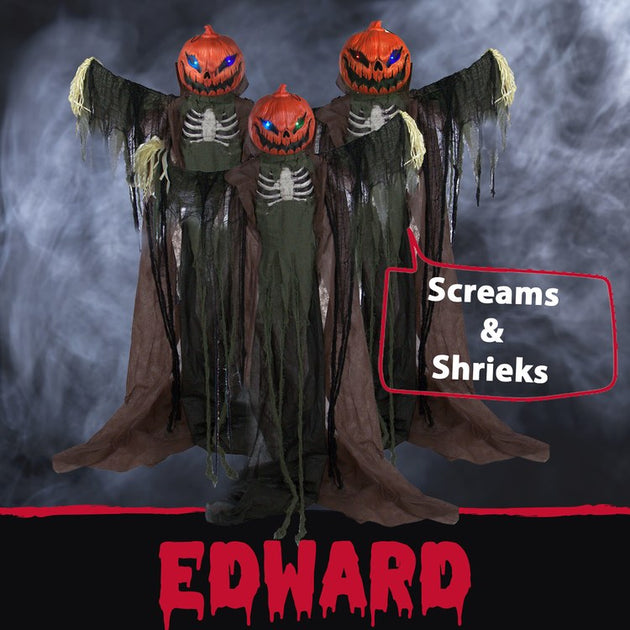 Edward the Scarecrow Life-Size Animatronic Poseable Indoor/Outdoor Hal ...