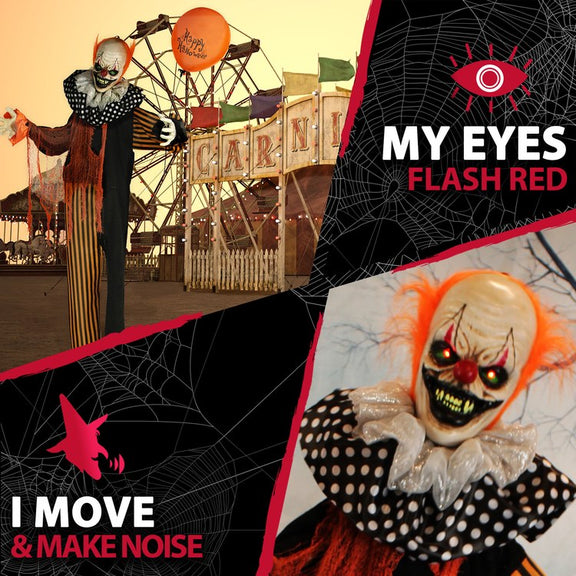 Pyro the Clown Life-Size Animatronic Poseable Indoor/Outdoor Halloween ...