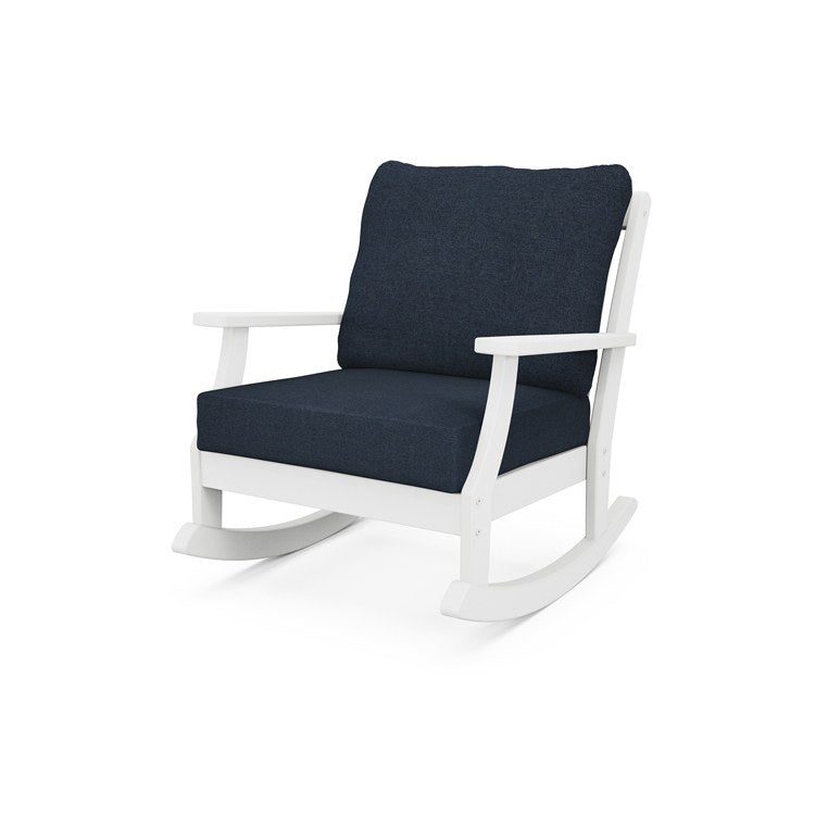 Braxton Deep Seating Rocking Chair - White/Marine Indigo | Riverbend Home