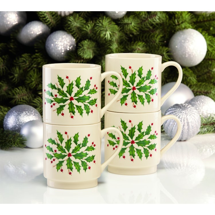 Hosting the Holidays Stackable Mugs Set of 4 - Riverbend Home