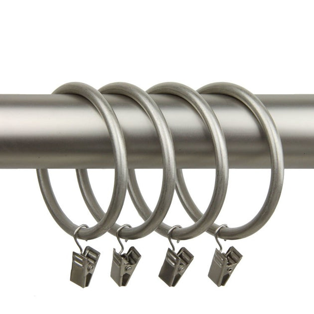 2-1/2" Curtain Rings with Clip (Set of 10) - Satin Nickel | Riverbend Home