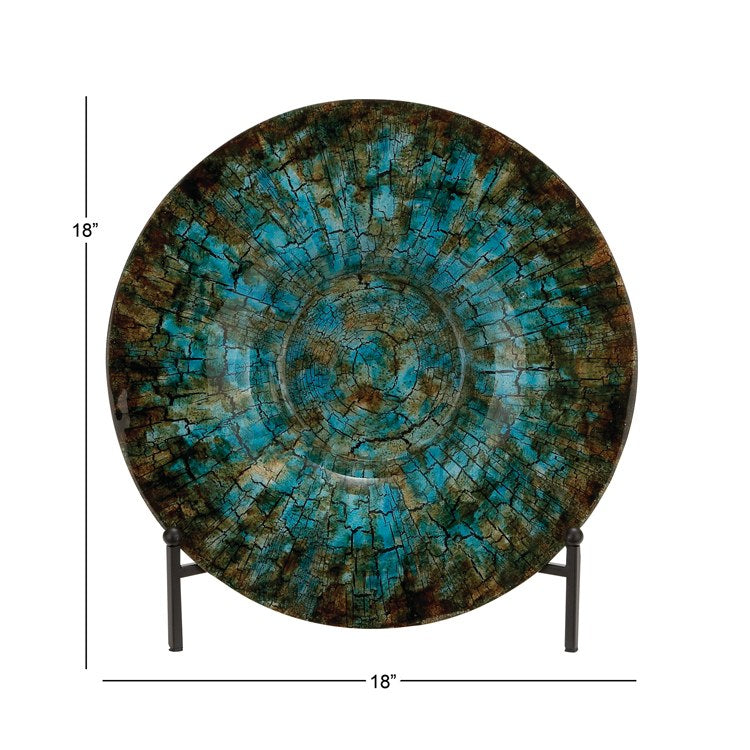 Rustic Elegance Glass Charger Plate with Metal Stand - Riverbend Home